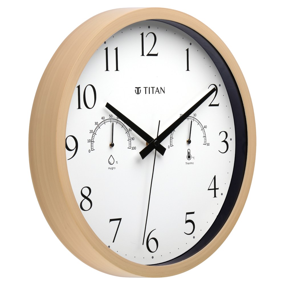 Buy Online Titan Chic 30 cm Wooden Wall Clock with Smart Climate ...