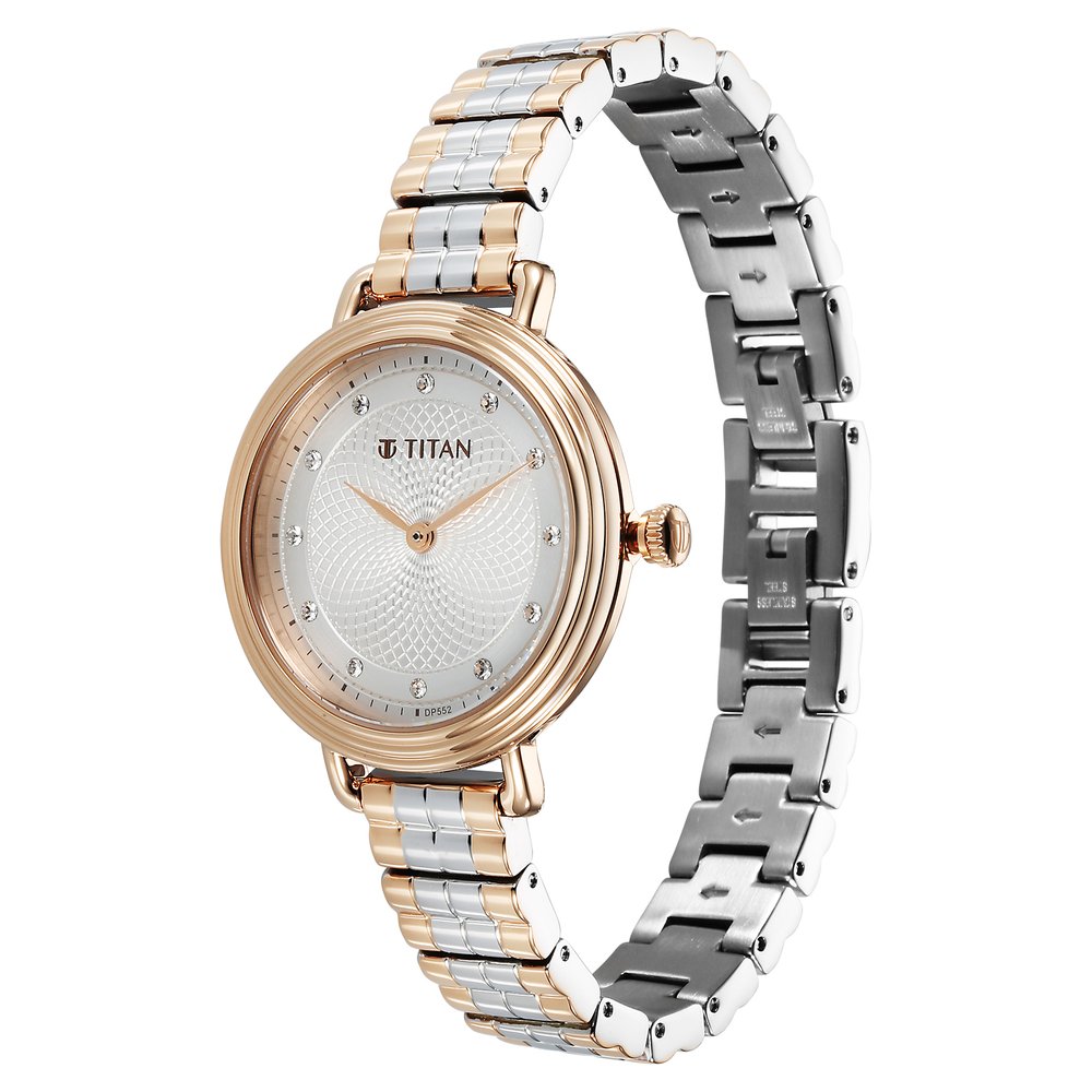 Buy Online Titan Aura Quartz Analog Silver Dial Two Toned Stainless ...