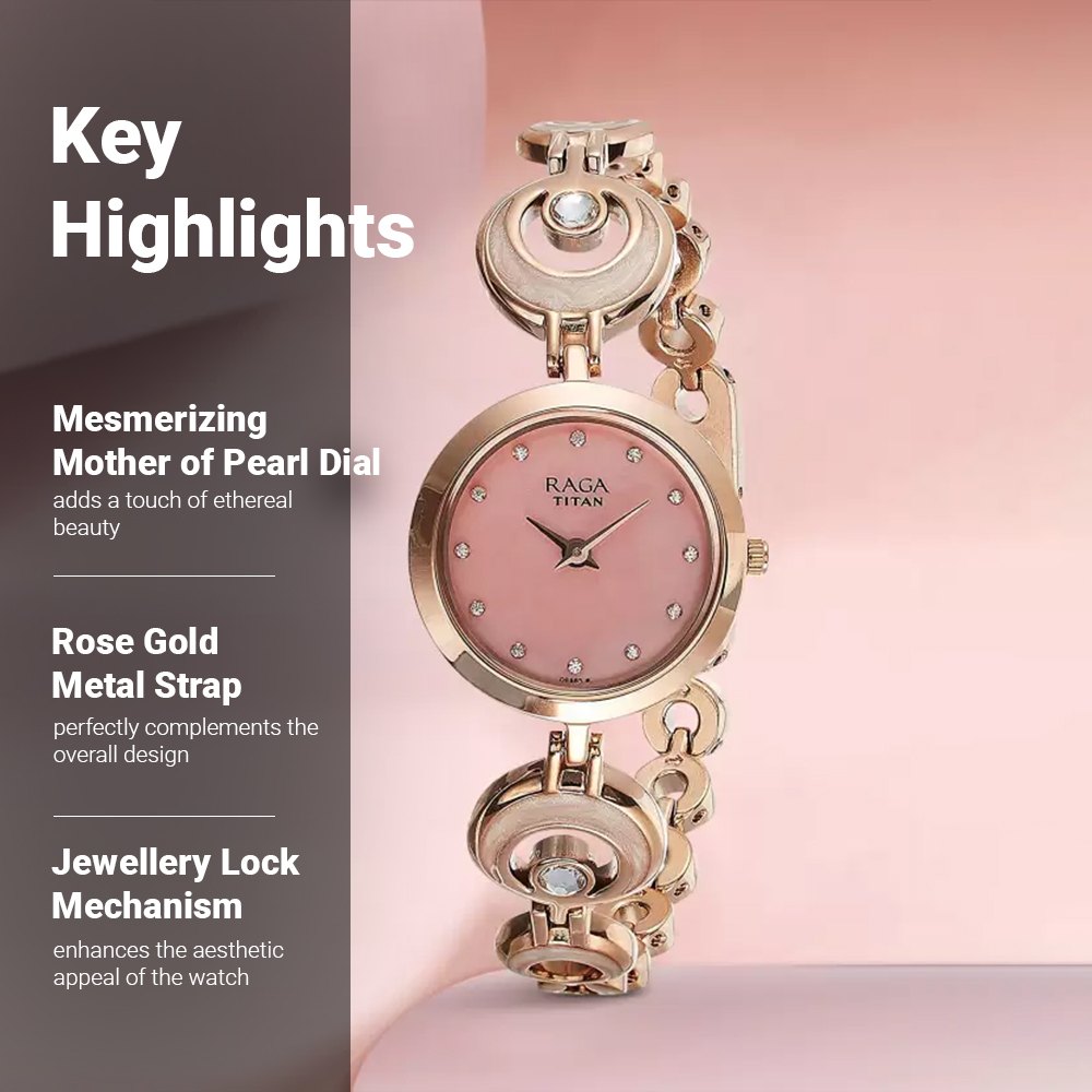Buy Online Titan Raga Moonlight Mother of Pearl Dial Women Watch With ...