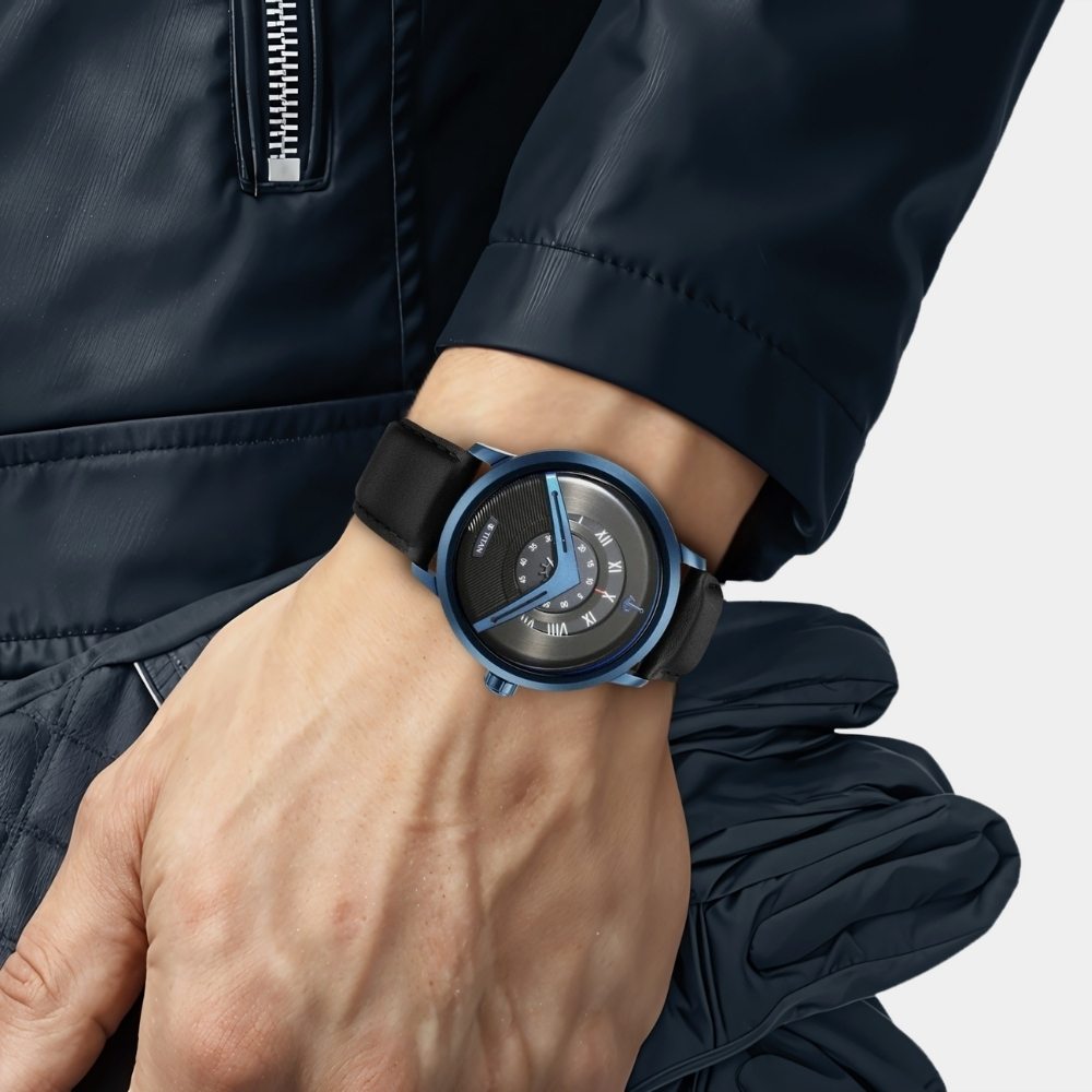 Buy Online Titan Maritime Black Dial Analog Leather Strap watch for Men ...