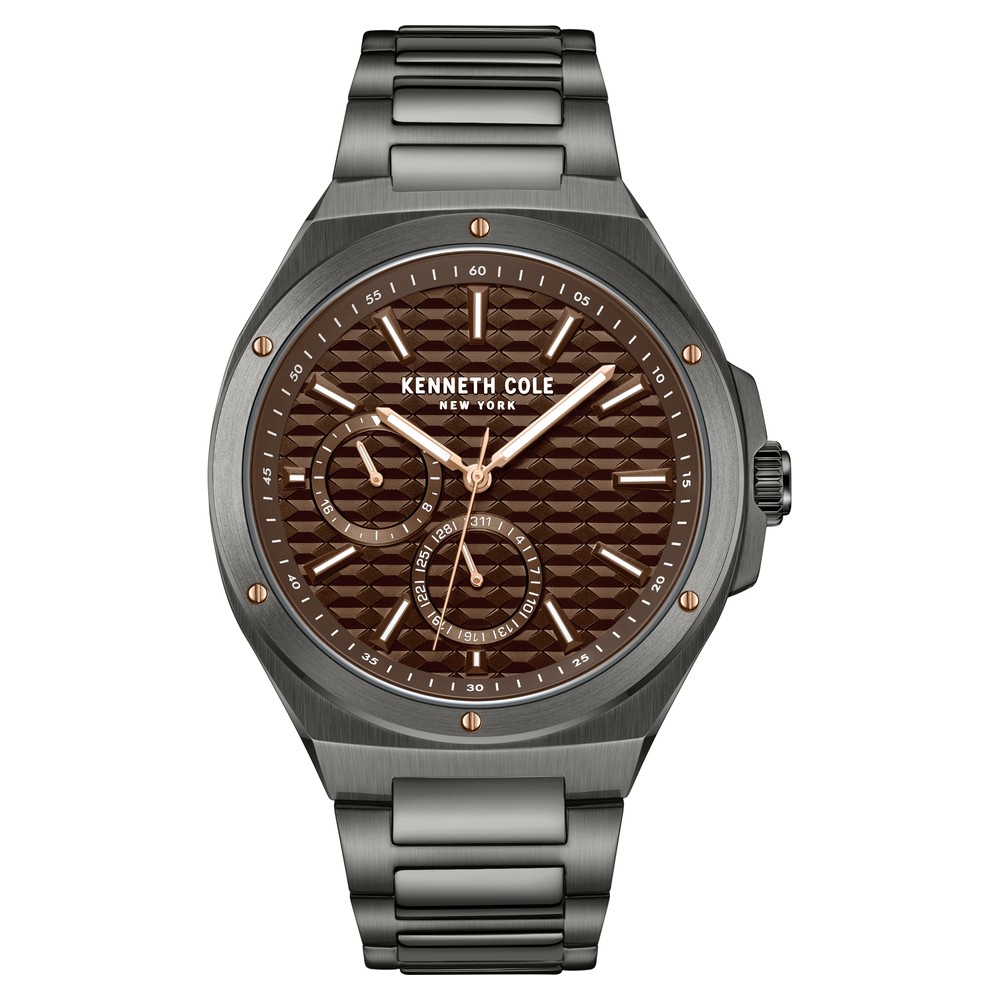 Buy Online Kenneth Cole Quartz Multifunction Brown Dial Stainless Steel ...