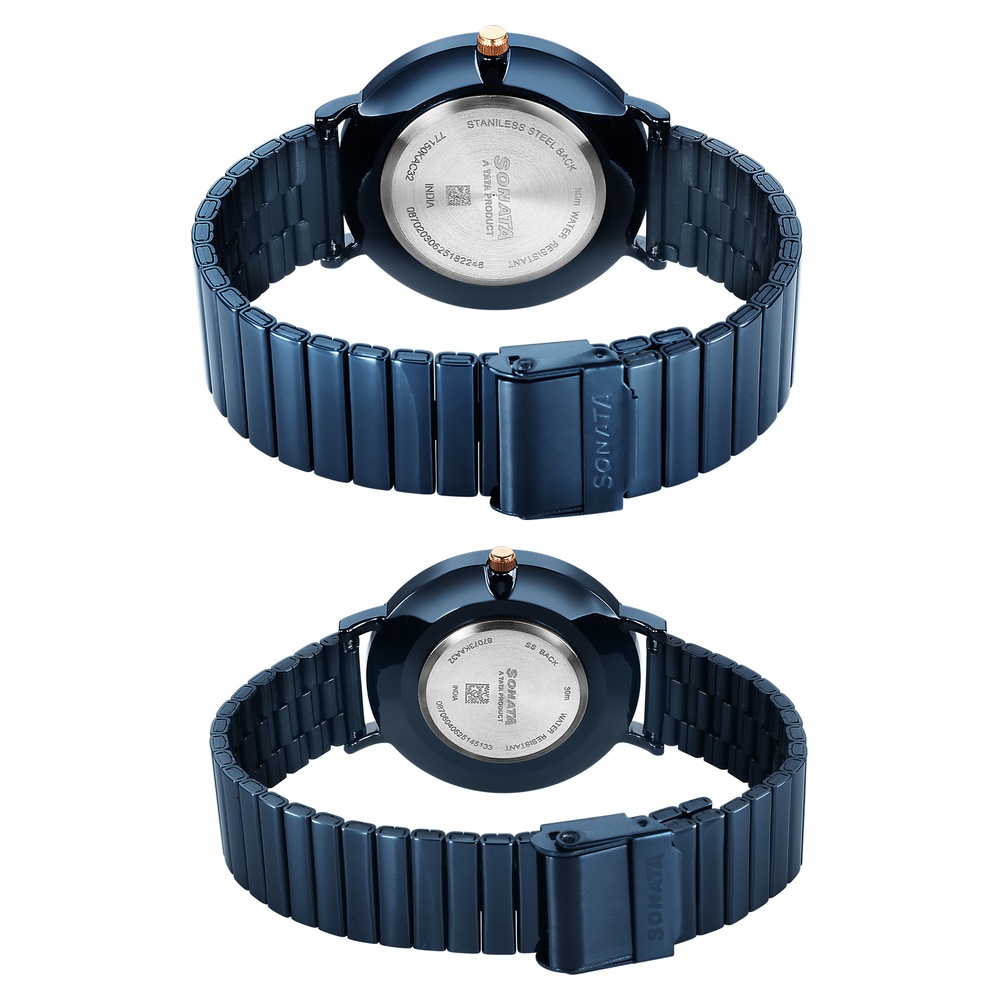 Buy Online Sonata Soulmate Quartz Analog Blue Dial Blue Stainless Steel ...
