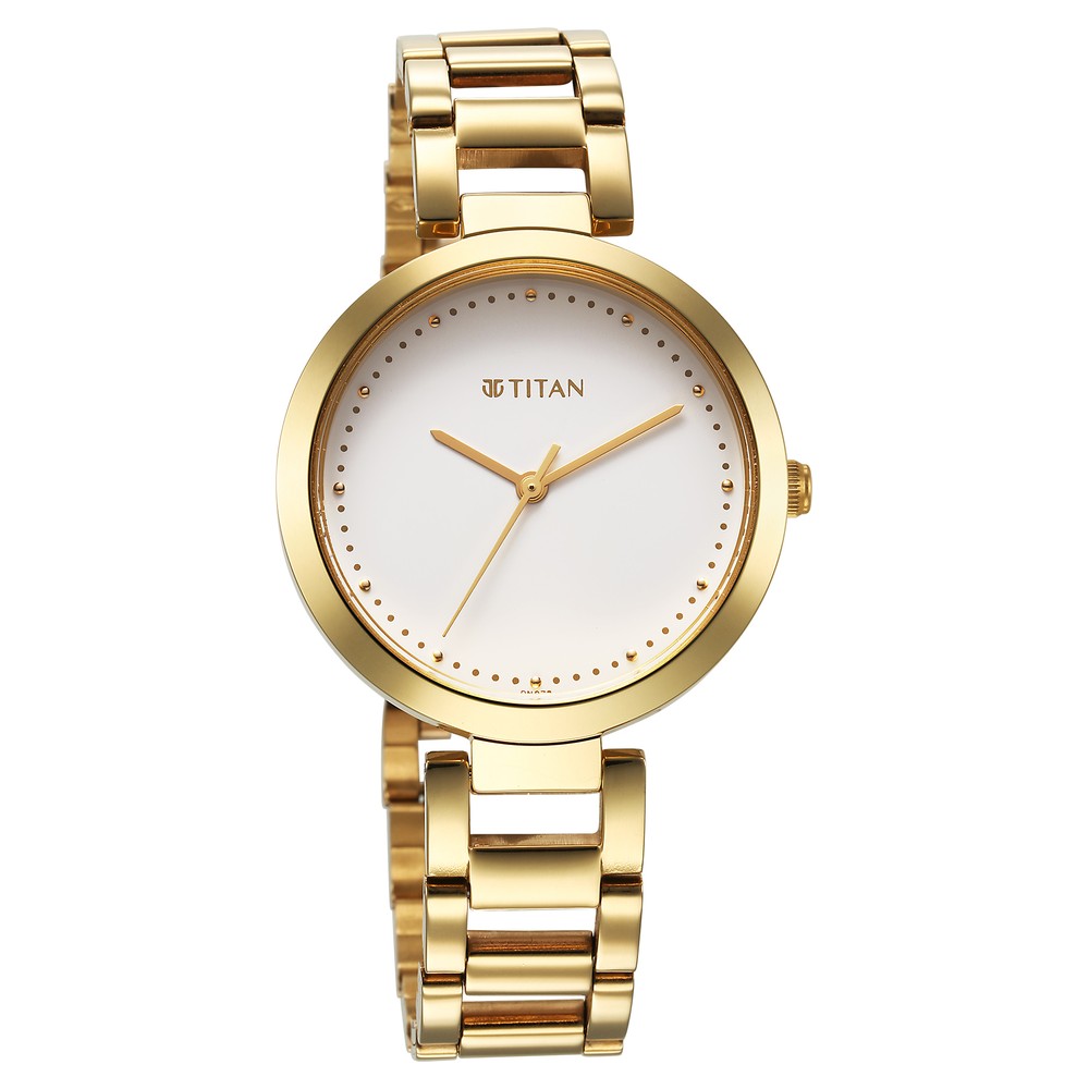 Buy Online Titan Workwear Quartz Analog White Dial Golden Stainless ...