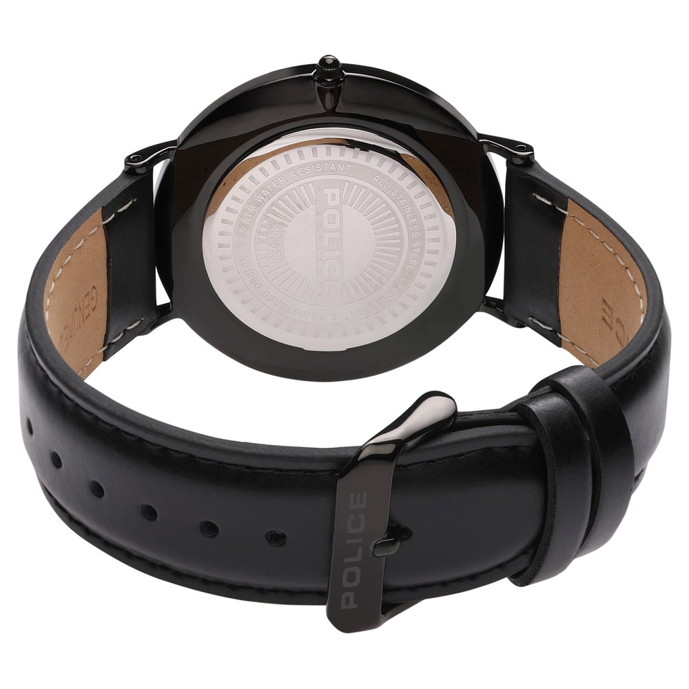 Buy Online Police Quartz Analog Black Dial Leather Strap Watch for Men ...