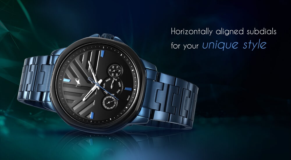 Buy Online Fastrack Fleek Quartz Multifunction Grey Dial Leather Strap ...