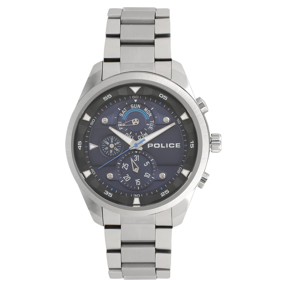 Buy Online Police Quartz Multifunction Blue Dial Metal Strap Watch for ...