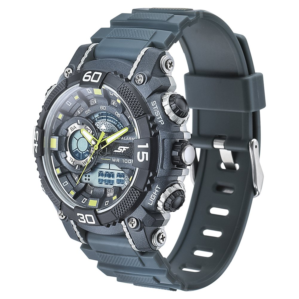 Buy Online SF Quartz Analog Digital Grey Dial PU Strap Watch for Men ...