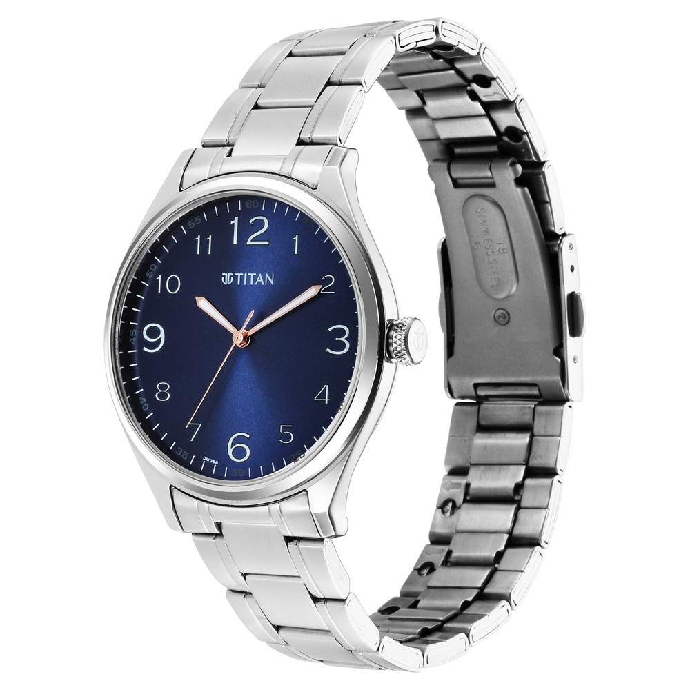 Buy Online Titan Quartz Analog Blue Dial Stainless Steel Strap Watch ...