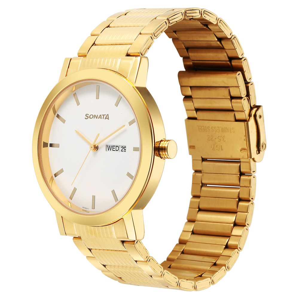 Buy Online Sonata Utsav Quartz Analog with Day and Date White Dial ...