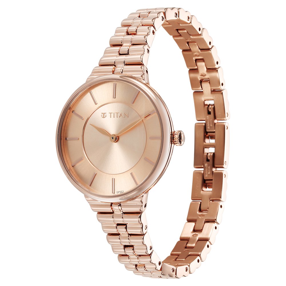 Buy Online Titan Aura Quartz Analog Rose Gold Dial Stainless Steel ...
