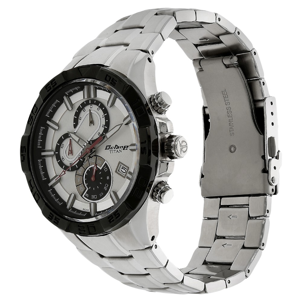 Buy Online Titan Quartz Chronograph White Dial Stainless Steel Strap ...