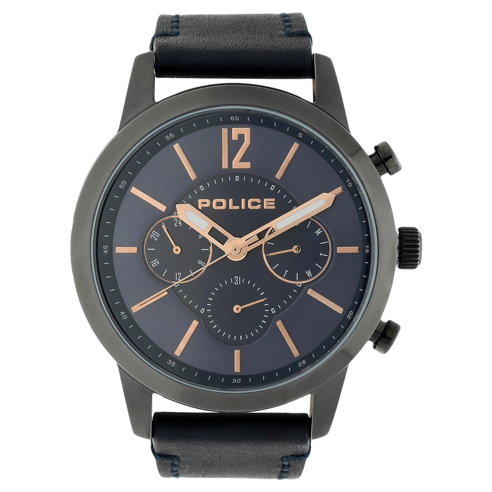 Buy Online Police Quartz Analog Blue Dial Leather Strap Watch for Men ...