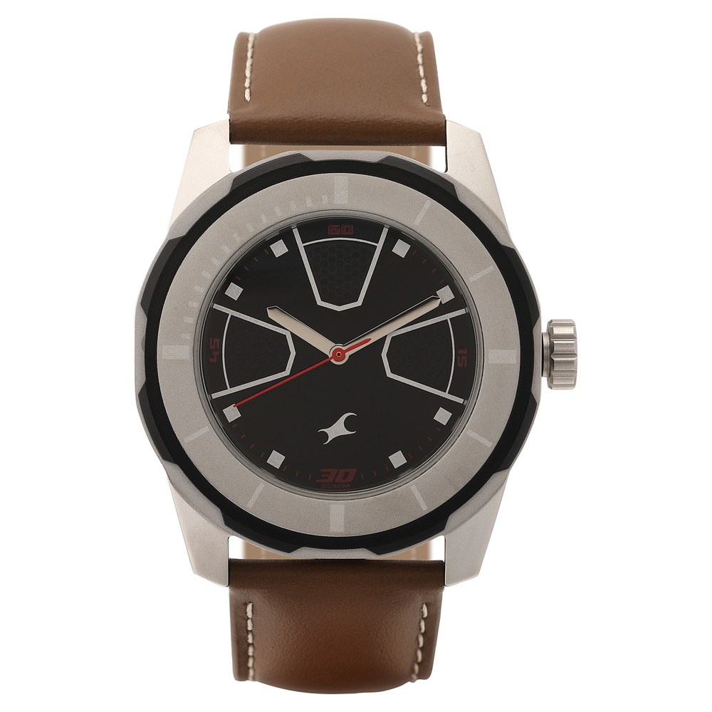 Buy Online Fastrack Quartz Analog Black Dial Leather Strap Watch for ...