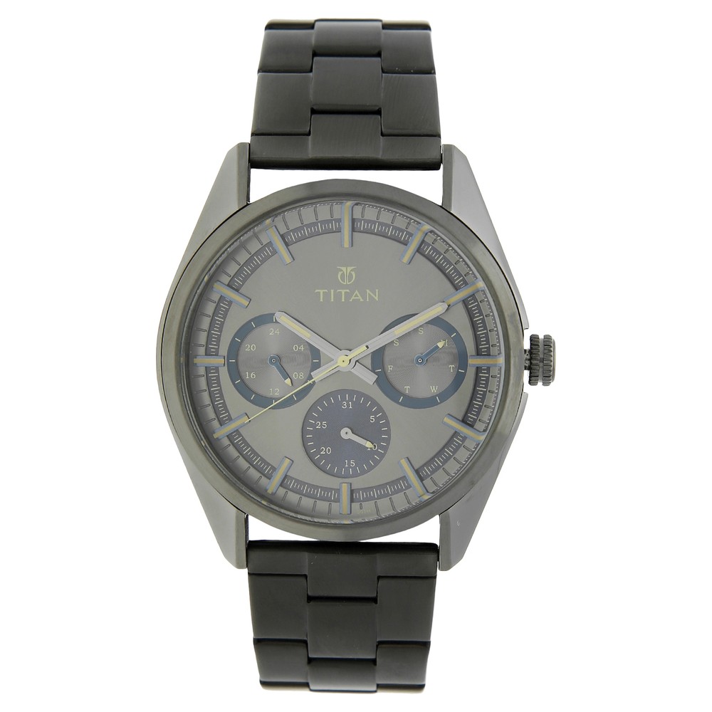 Buy Online Titan Quartz Multifunction Grey Dial Stainless Steel Strap ...