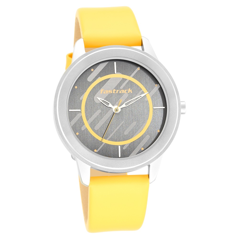 Buy Online Fastrack Wear Your Look Quartz Analog Grey Dial Leather ...
