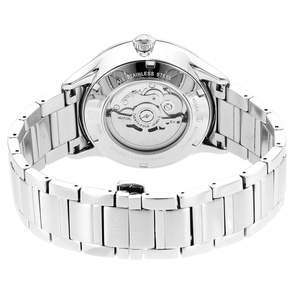 Buy Online Titan Metal Mechanicals Blue Dial Silver Stainless Steel ...