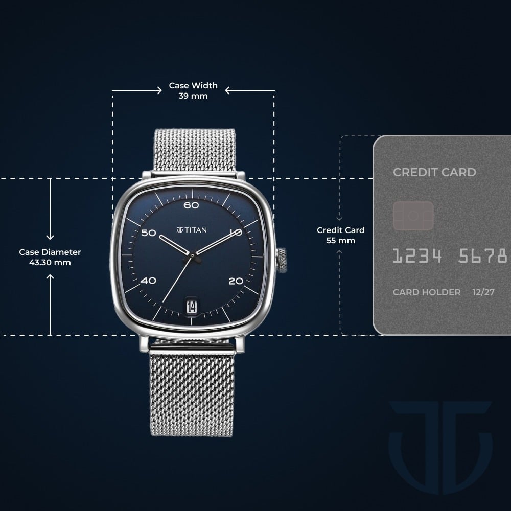 Buy Online Titan Neo Curve Quartz Analog with Date Blue Dial Stainless ...