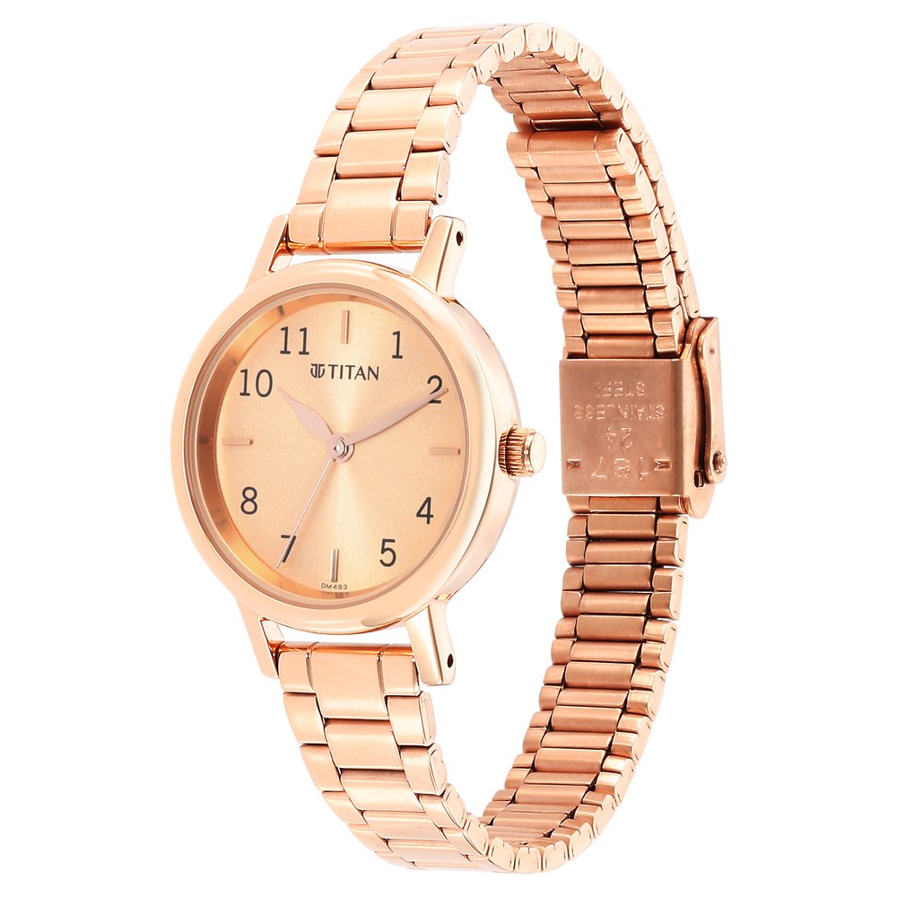 Buy Online Titan Karishma Rose Gold Dial Analog Stainless Steel Strap ...