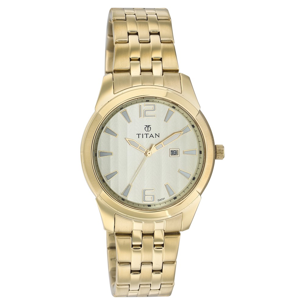 Buy Online Titan Quartz Analog with Date Champagne Dial Watch for Men ...