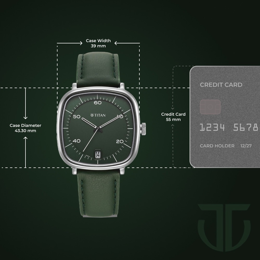 Buy Online Titan Neo Curve Quartz Analog with Date Green Dial Stainless ...