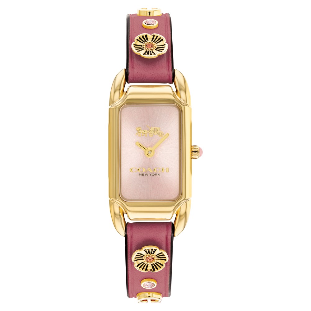 Buy Online Coach Quartz Analog Pink Dial Leather Strap Watch for Women ...