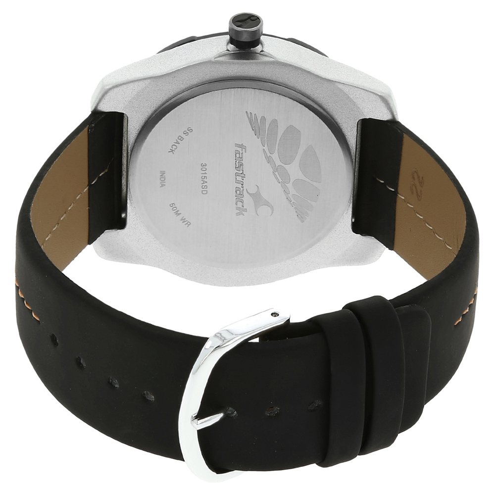 Buy Online Fastrack Quartz Analog Silver Dial Leather Strap Watch for ...