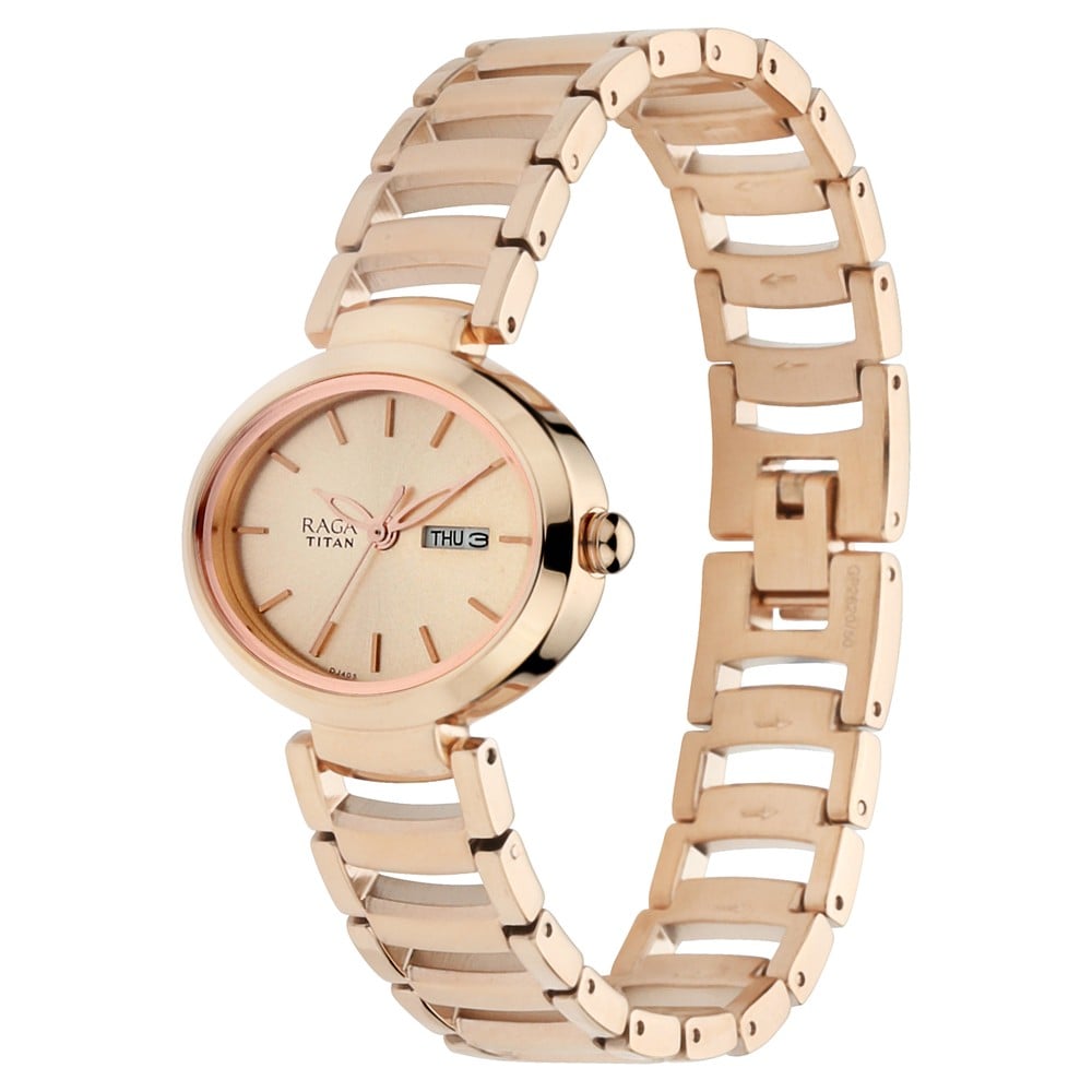 Buy Online Titan Raga Viva Rose Gold Dial Women Watch With Metal Strap ...