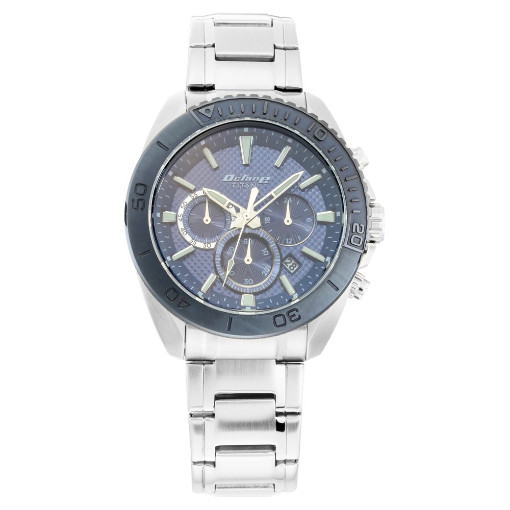Buy Online Titan Quartz Chronograph Silver Dial Stainless Steel Strap ...