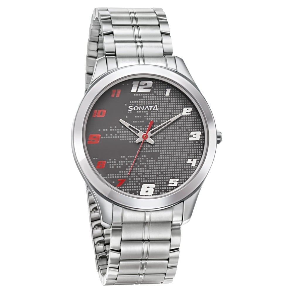 Buy Online Sonata RPM Quartz Analog Grey Dial Metal Strap Watch for Men ...