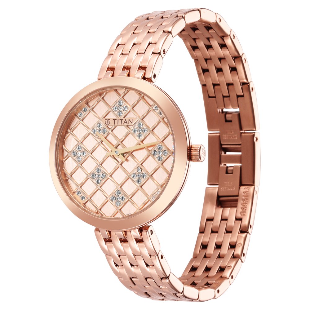 Buy Online Titan Purple Unending Beauty Rose Gold Dial Women Watch With ...