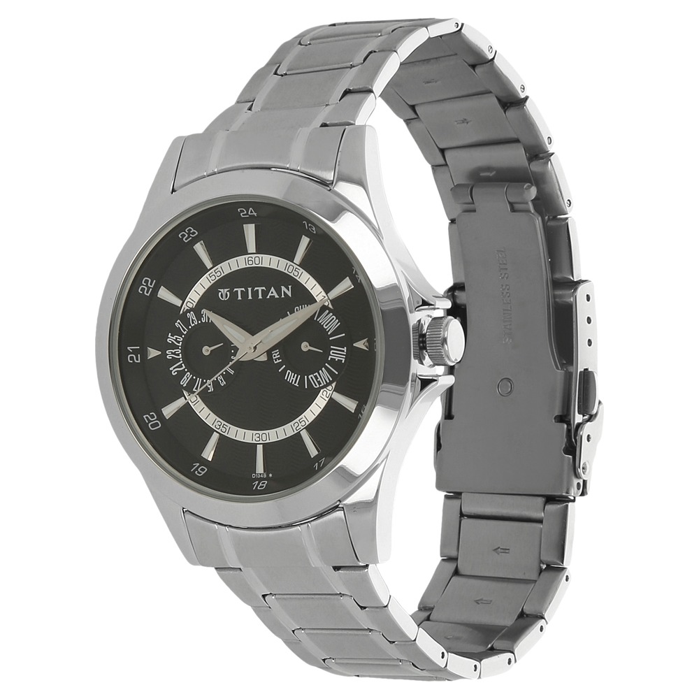 Buy Online Titan Quartz Multifunction Black Dial Watch for Men ...