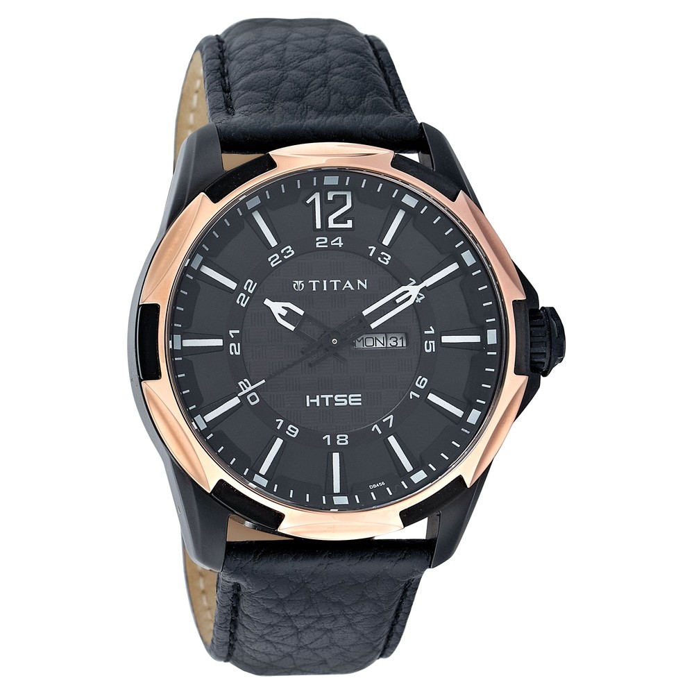 Buy Online Titan Men Solar Powered Black Dial Quartz Leather Strap ...