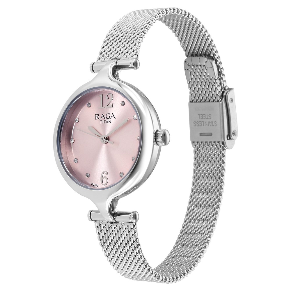 Buy Online Titan Raga Showstopper Quartz Analog Pink Dial Silver Metal ...