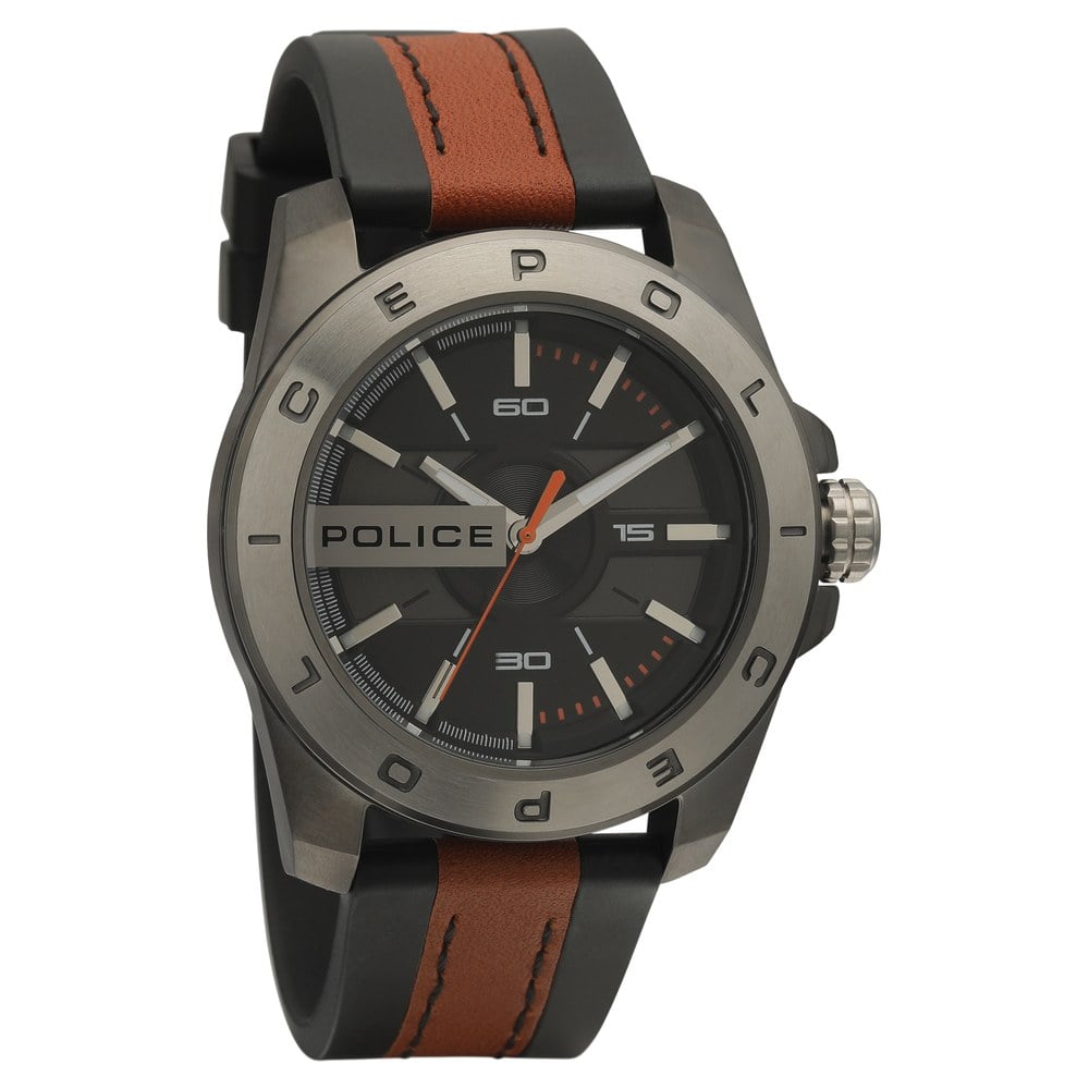 Buy Online Police Quartz Analog Black Dial Leather Strap Watch for Men ...