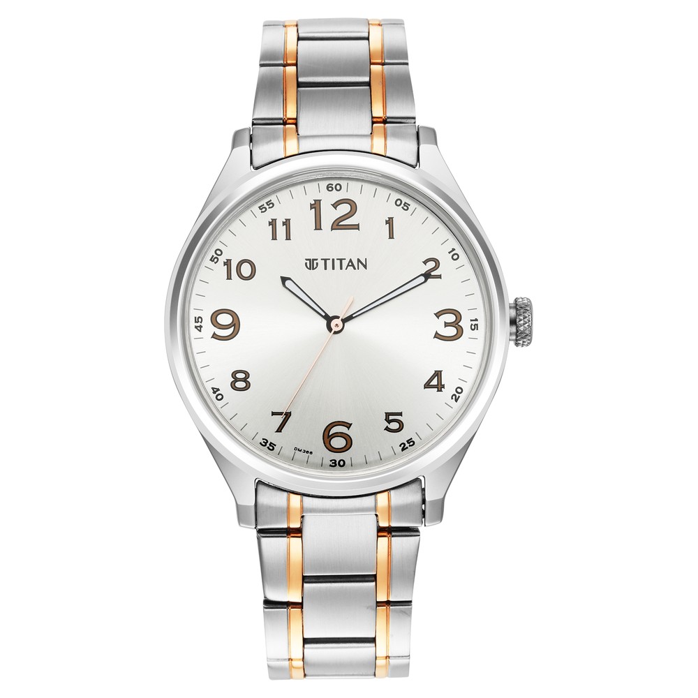 Buy Online Titan Quartz Analog Silver White Dial Stainless Steel Strap ...