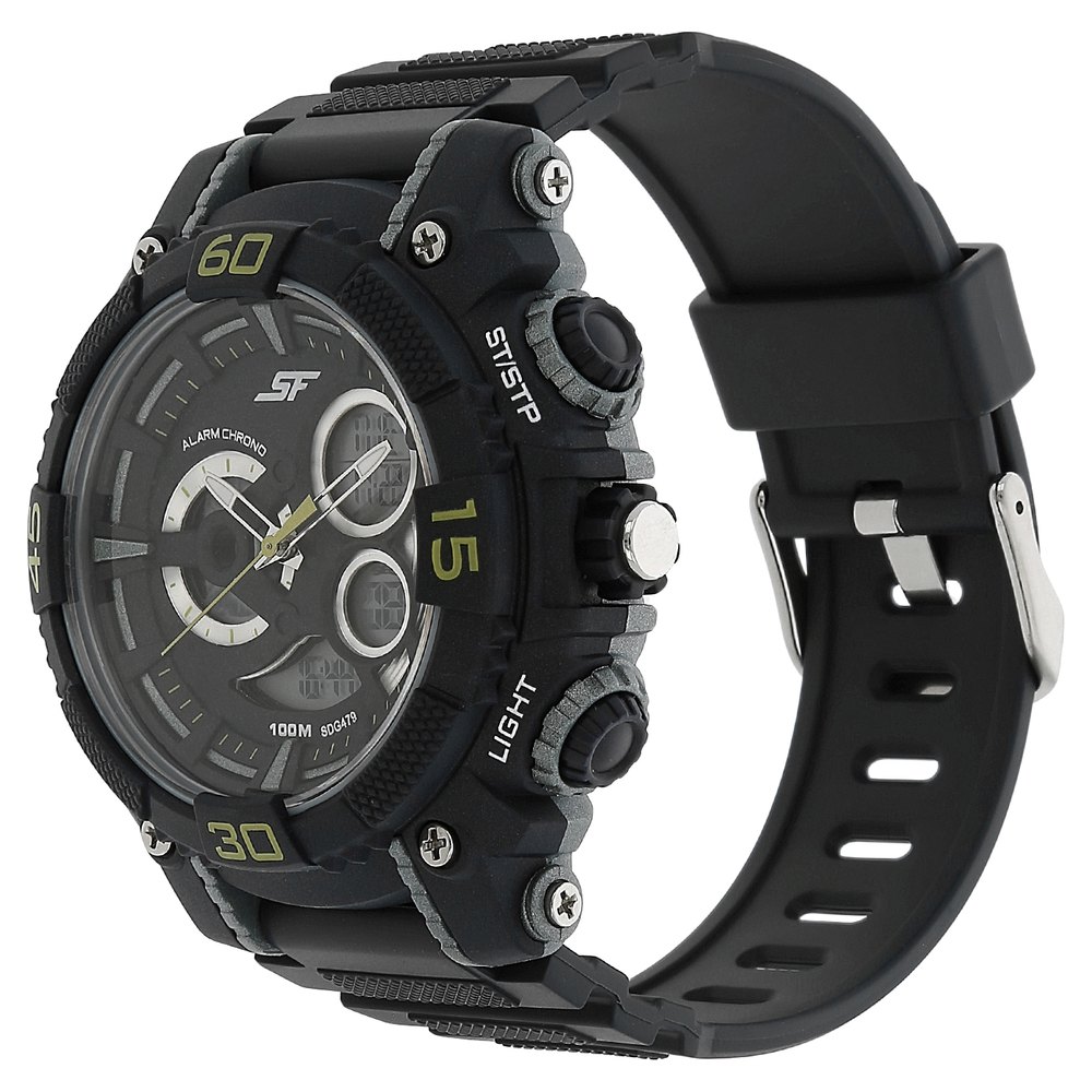 Buy Online SF Quartz Analog Digital Black Dial Plastic Strap Watch for ...
