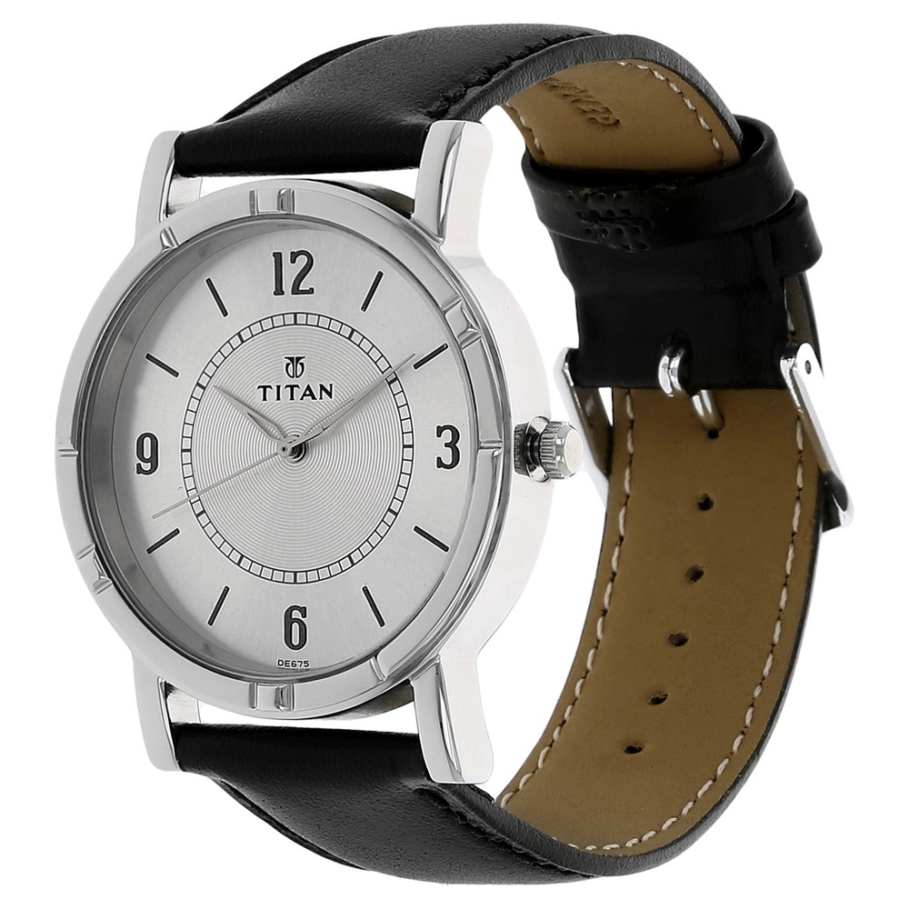 Buy Online Titan Quartz Analog Silver Dial Leather Strap Watch for Men ...