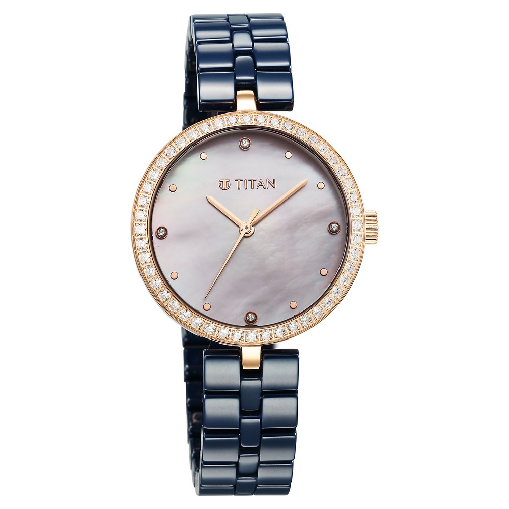 Buy Online Titan Purple Ceramics Quartz Analog Mother of Pearl Dial ...