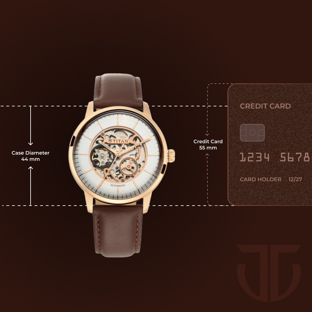 Buy Online Titan Automatic Silver Dial Brown Leather Strap Watch for ...