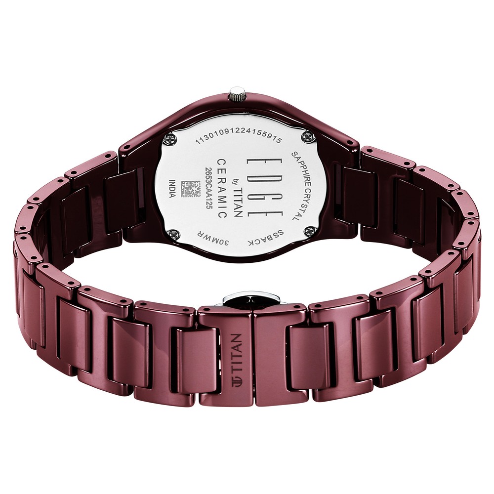 Buy Online Titan Edge Wine Ceramic Quartz Analog Maroon Dial Red ...