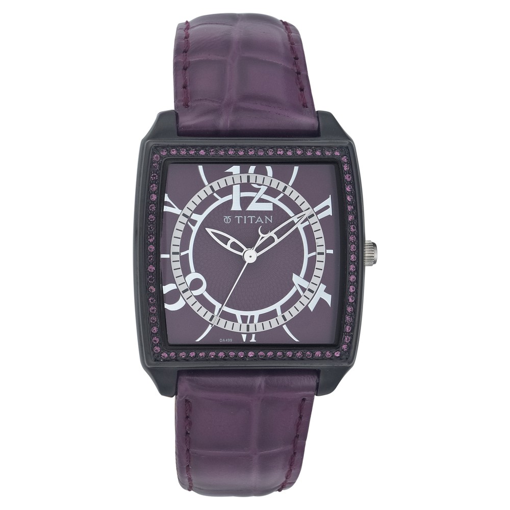 Buy Online Titan Quartz Analog Purple Dial Watch for Women - nc9864nl01 ...