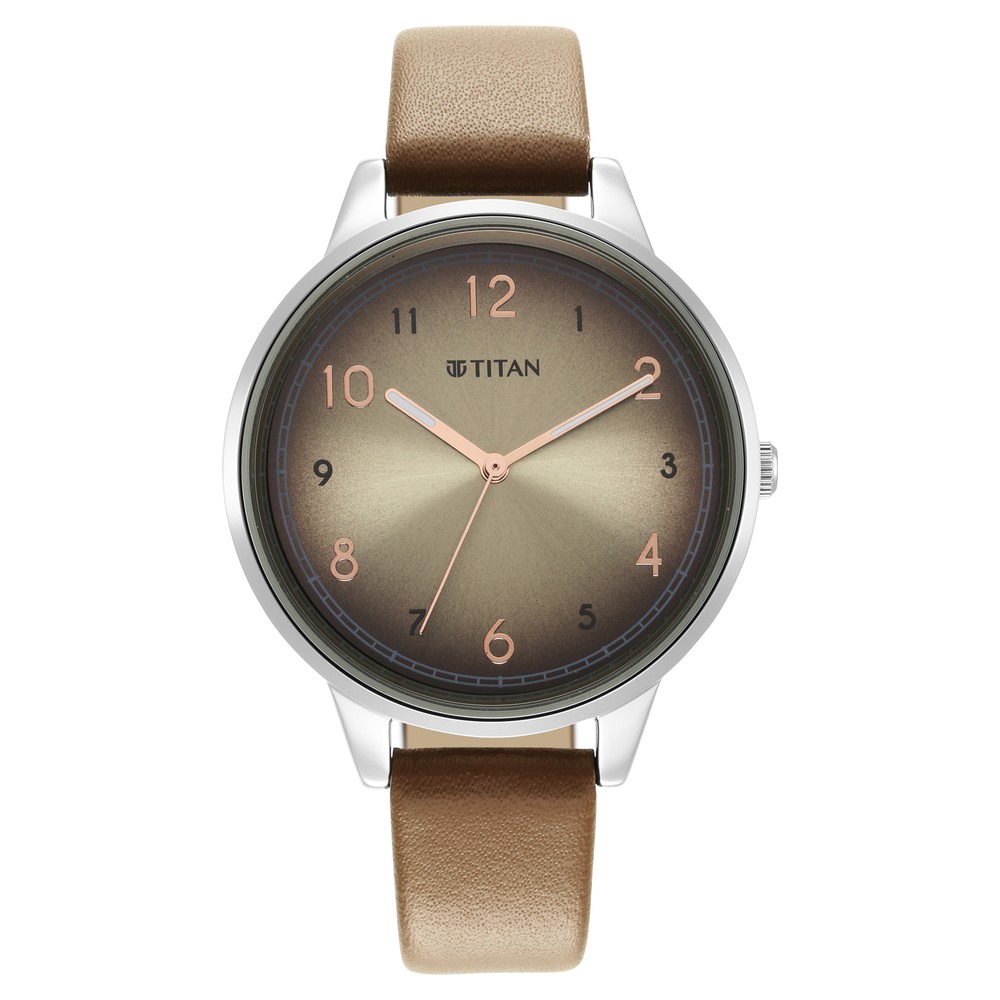 Buy Online Titan Trendsetters Beige Dial Women Watch With Leather Strap ...