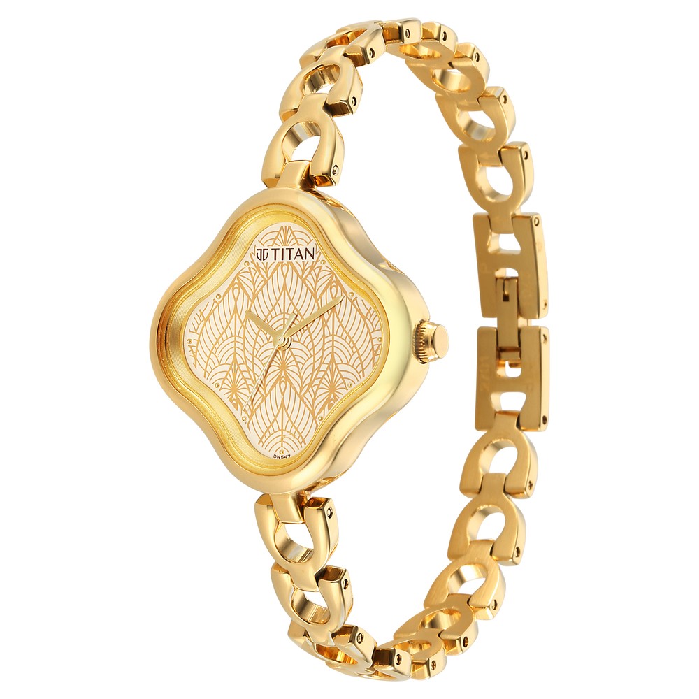 Buy Online Titan Karishma Beige Dial Analog Metal Strap Watch for Women ...