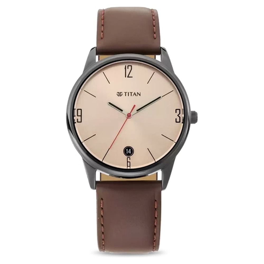 Buy Online Titan Quartz Analog with Date Beige Dial Watch for Men ...