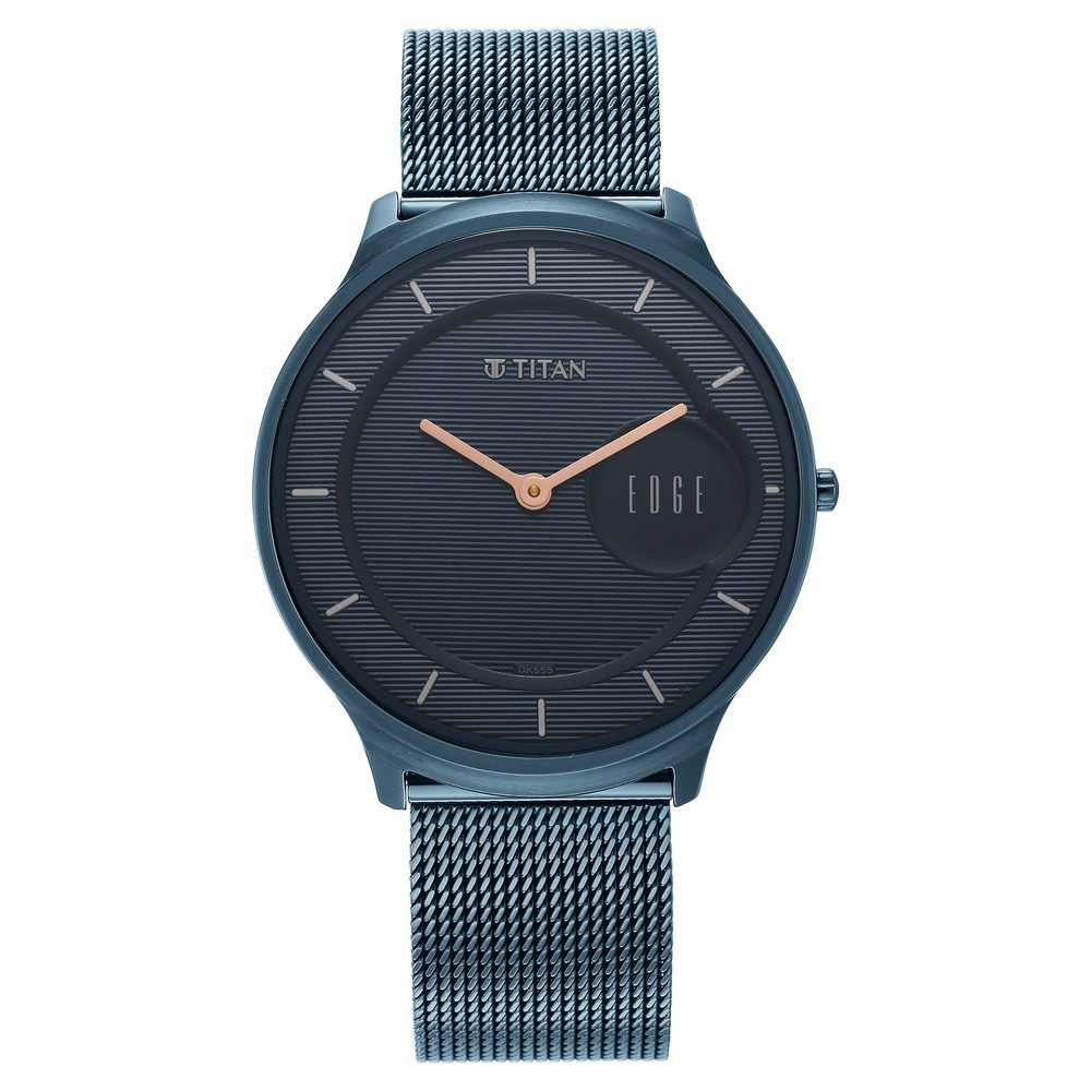 Buy Online Titan Edge Slim Stainless Steel Blue Dial Analog Watch for ...