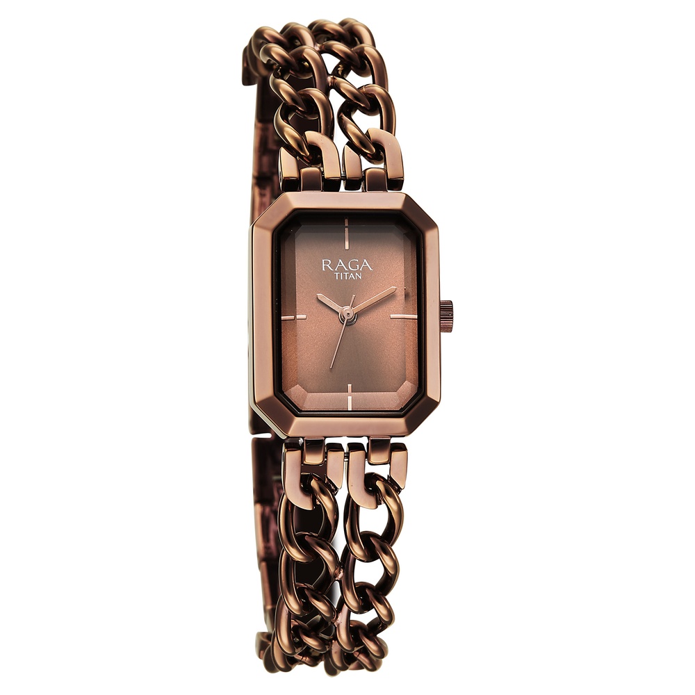Buy Online Titan Raga Showstopper Quartz Analog Brown Dial Metal Strap ...