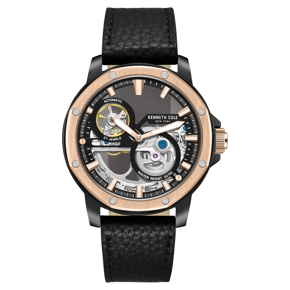 Buy Online Kenneth Cole Automatic Black Dial Stainless Steel Strap ...