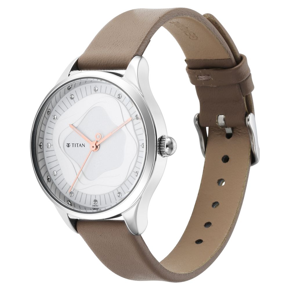Buy Online Titan Wander White Dial Analog Leather Strap watch for Women ...