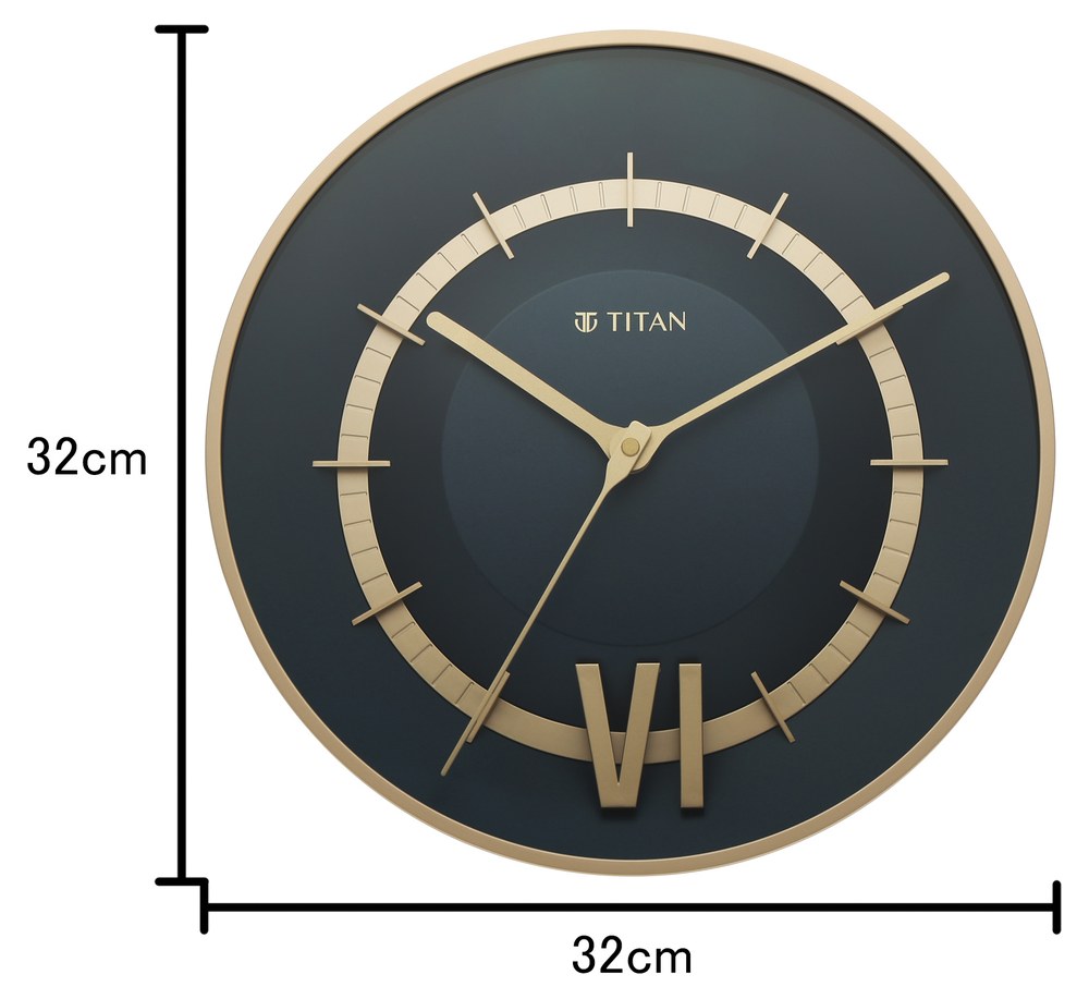 Buy Online Titan Contemporary Wall Clock with Blue Dial Silent Sweep ...