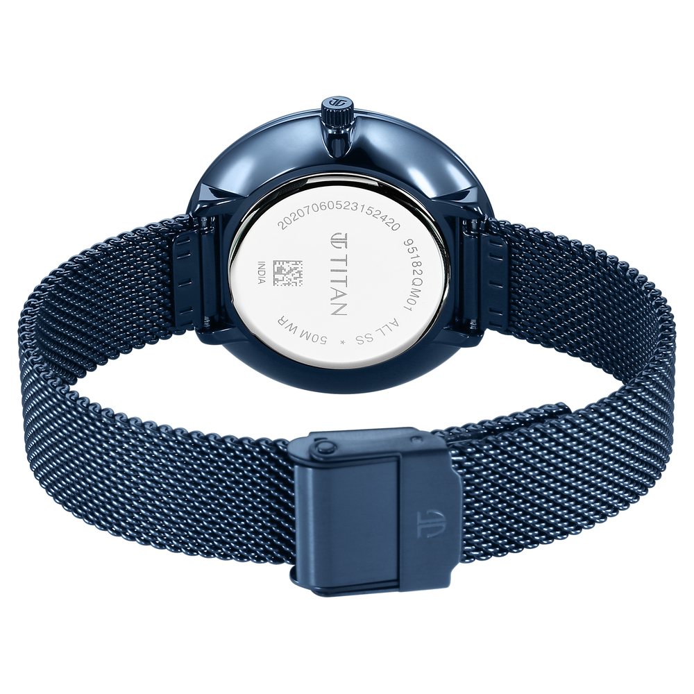 Buy Online Titan Slimline Quartz Analog White Dial Blue Stainless Steel ...